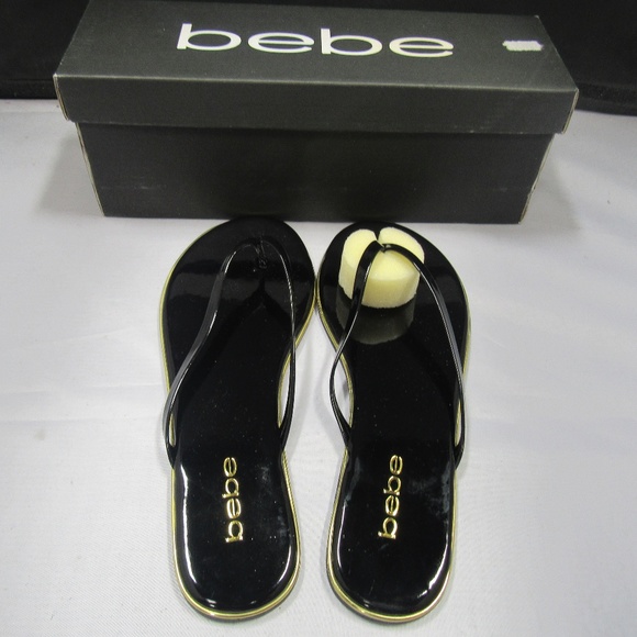 bebe | Shoes | Bebe Womens Ilistra Patent Slide Flipflops Black | Poshmark